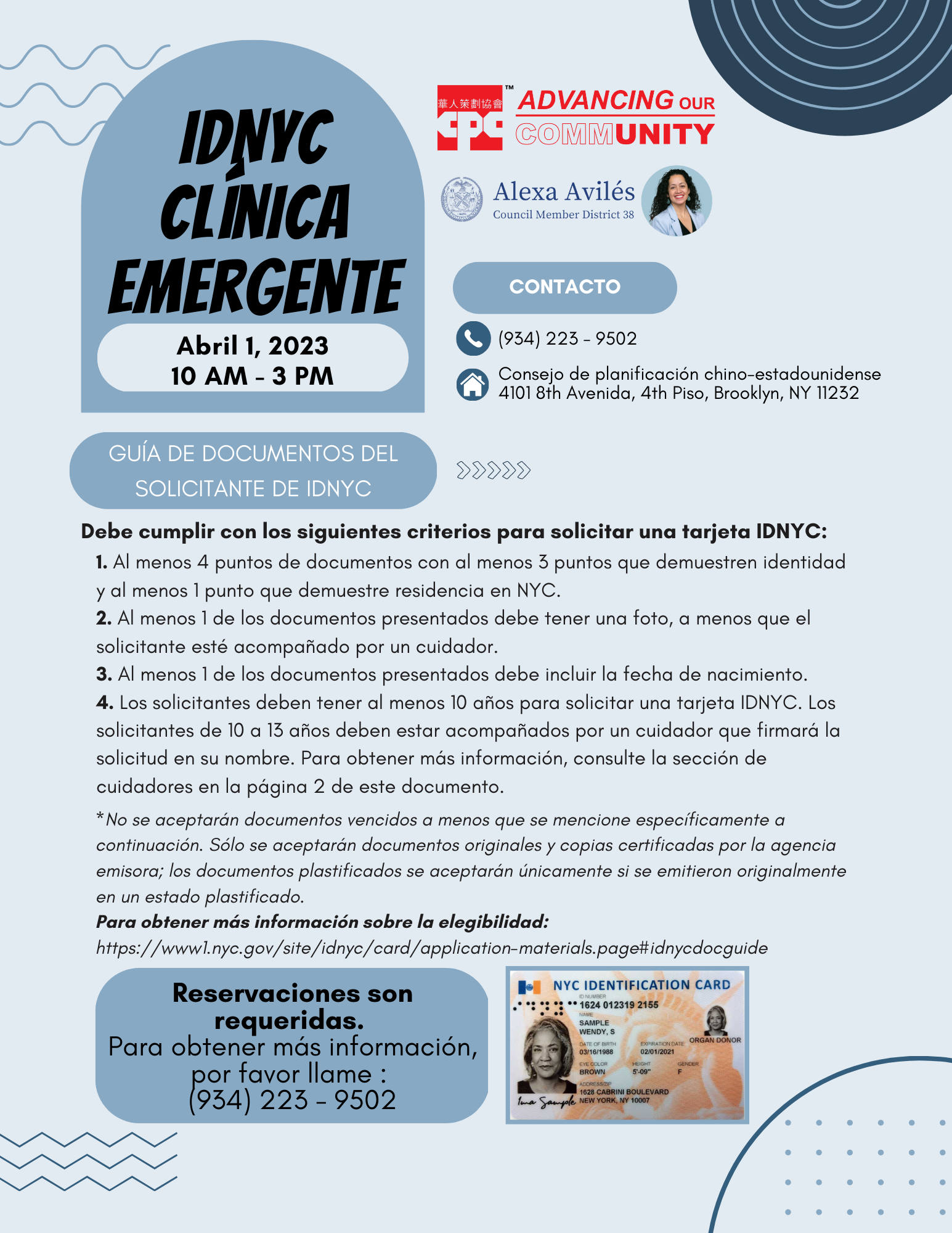 IDNYC Pop-Up Clinic 2023-04-01 04:00:00 to 2023-04-02 03:45:59