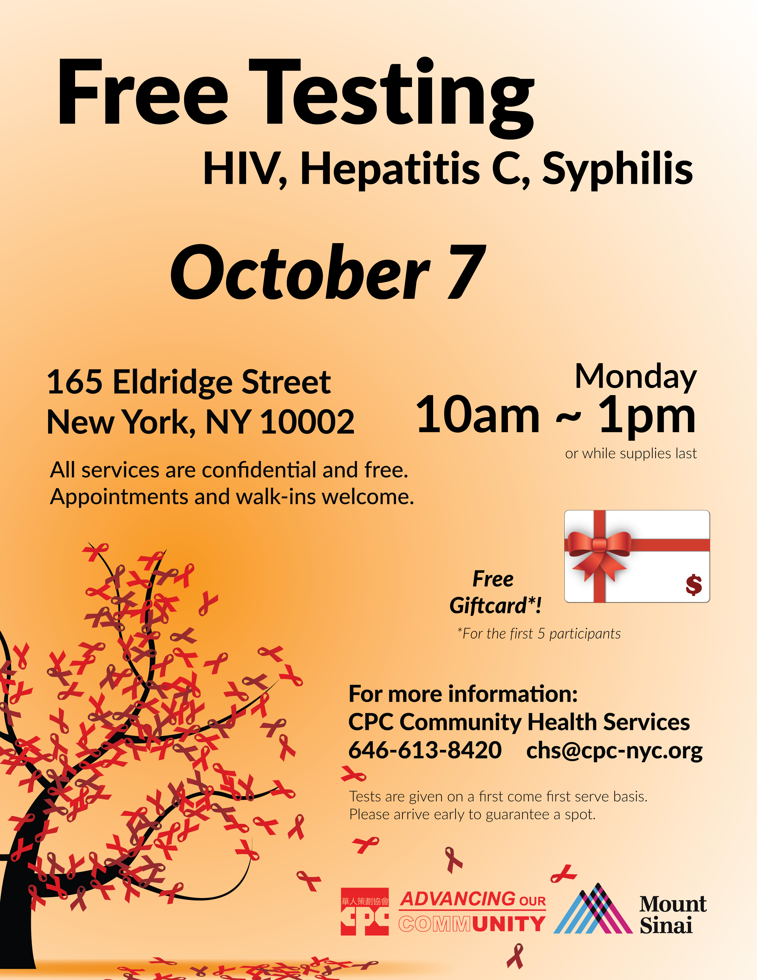 Free HIV and STDs Testing 愛滋及性病免費檢測 2019-10-07 15:00:00 to 2019-10-07 ...
